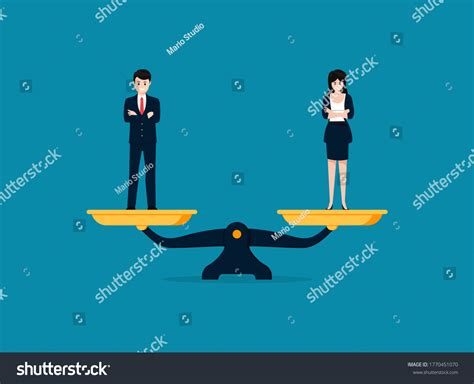 Gender Equality Businessman Businesswoman On Scales Stock Vector