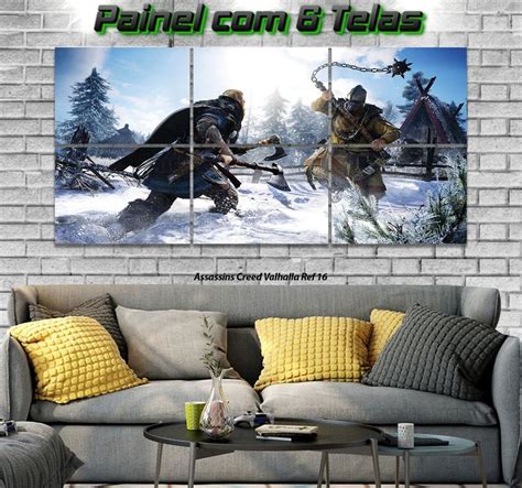Quadro Decorativo Gamer Assassins Creed Valhalla 1 28x61cm Elo7