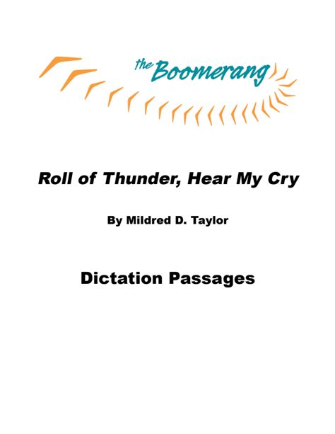 Roll Of Thunder Hear My Cry Brave Writer
