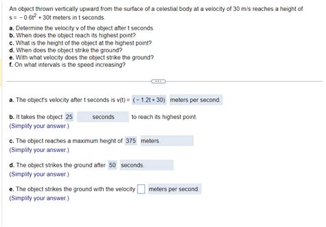 Solved An Object Thrown Vertically Upward From The Surface
