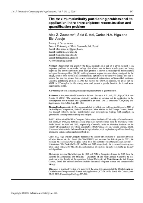 pdf the maximum similarity partitioning problem and its application