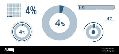 4 Percent Loading Data Icon Set Four Circle Diagram Pie Donut Chart