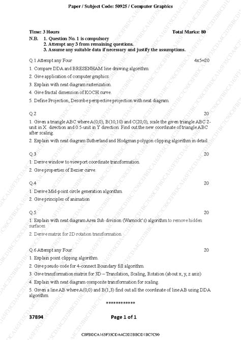 Dec23 Comp Cg Question Papers 37894 Page 1 Of 1 Time 3 Hours Total Marks 80 N 1 Question
