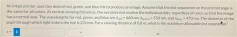 solved an inkjet printer uses tiny dots of red green and