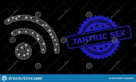 Distress Tantric Sex Stamp And Glossy Mesh Radio Signal Stock Vector