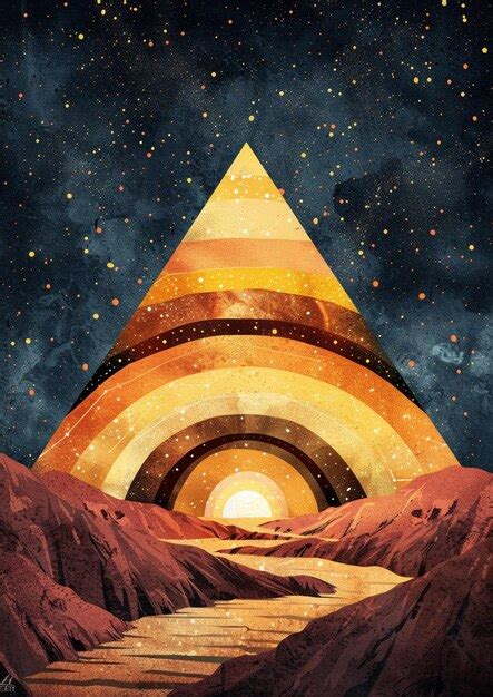 Um Antigo Cartaz De Pirâmide Triangular Para Estrelas E Estrelas Em