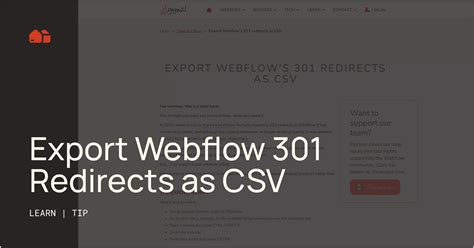 Export Webflow Redirects As Csv Tip No Code Supply Co