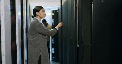 Woman In Data Center With Tablet Networ Stock Video Pond5