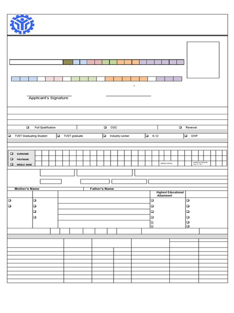 Tesda Application Form Pdf