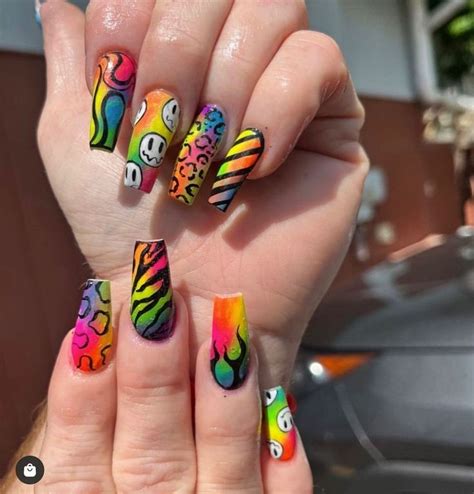 Crazy Nail Art Crazy Nails Rainbow Nails Neon Nails Spring Nail