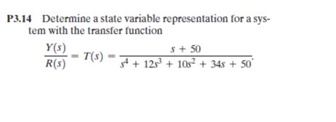 Solved P314 Determine A State Variable Representation For A