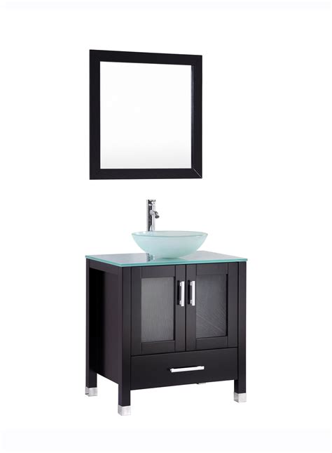 Jessica 30 Inch Espresso Bathroom Vanity W Glass Sink Bowl Walmart