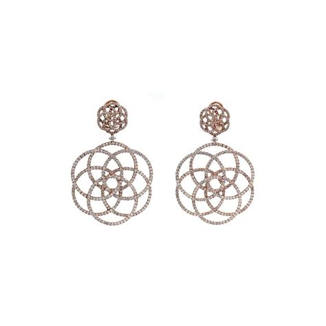 18k Rose Gold Diamond Earrings Pink Diamond