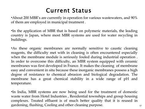 Membrane Bioreactor Technology An Overview Ppt