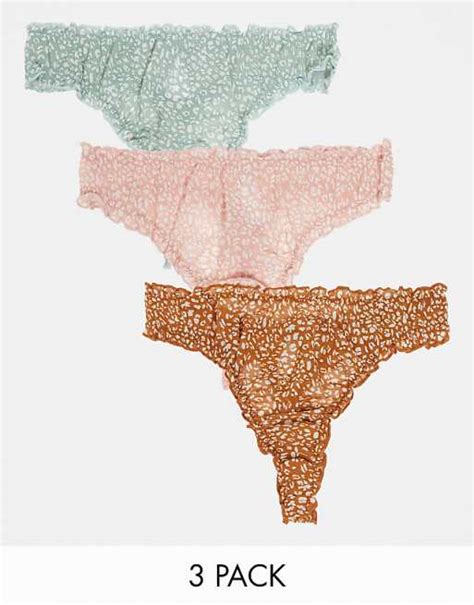 Asos Design 3er Pack Tangas Aus Netzstoff Mit Animal Print Asos