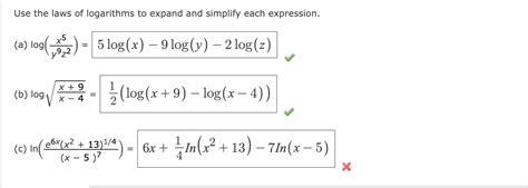 Solved Use The Laws Of Logarithms To Expand And Simplify