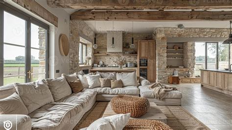 Ai Generated Rustic Barn Conversion With Exposed Beams And Modern