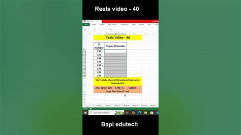 How To Add Zero Before Number In Excel Reels Video 40 Exceltips Reels Youtube