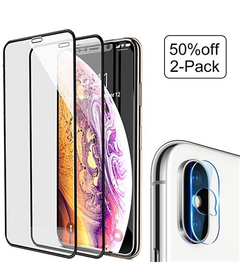 Screen Protector For Iphone Xs Max Inch Full Coverage Tempered Glass Camera Lens