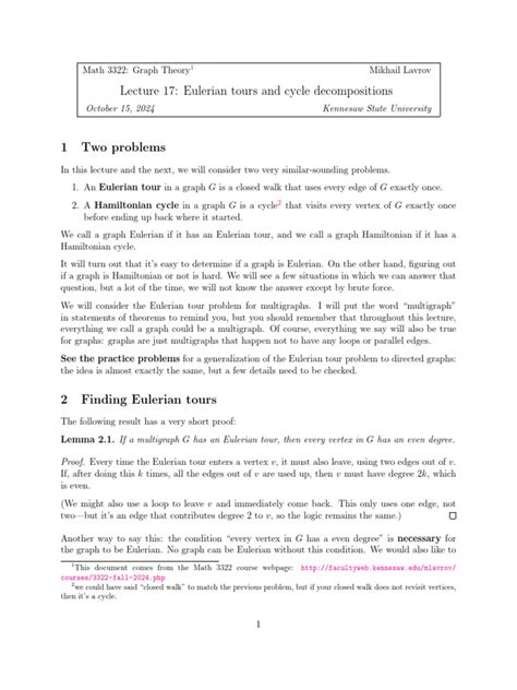 Eulerian Tours And Cycle Decompositions Pdf Theoretical Computer