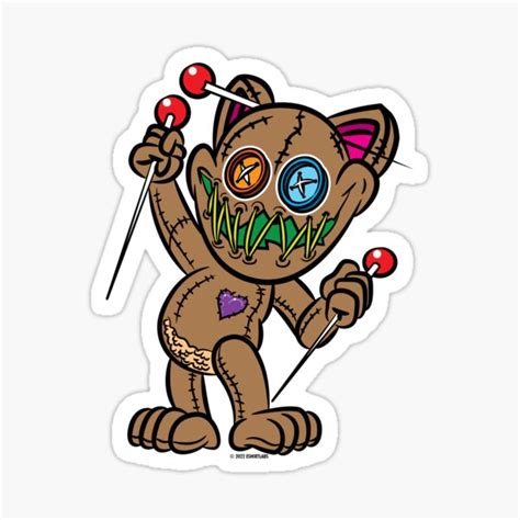 Voodoo Kitty Cat Doll Possessed Sticker By Eshirtlabs Redbubble