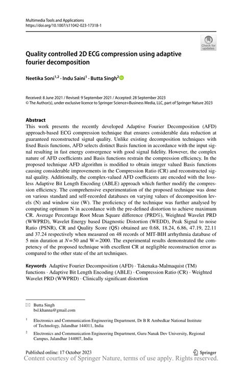 Quality Controlled 2D ECG Compression Using Adaptive Fourier Decomposition