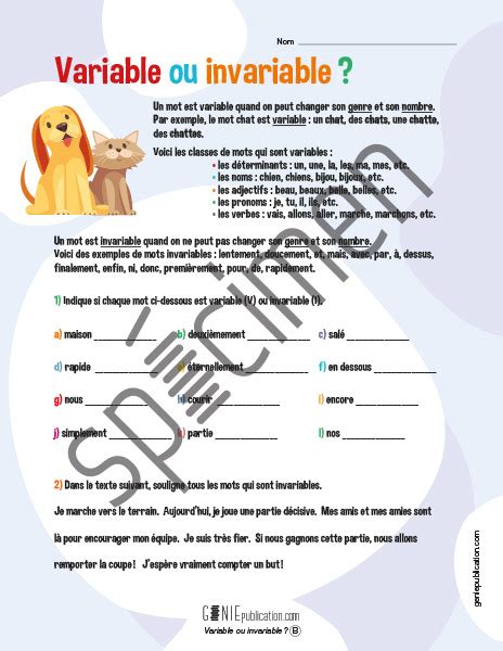 Géniepublication Catalogue Variable Ou Invariable