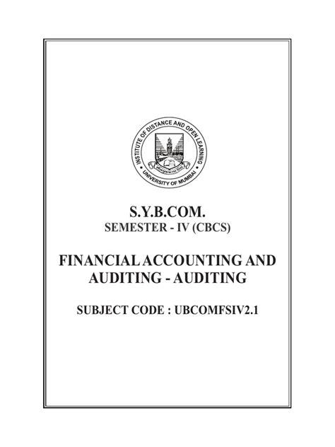 sybcom semester iv financial accounting and auditing auditing 2 pdf