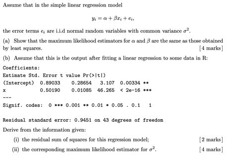 Solved Assume That In The Simple Linear Regression Model Yi Chegg