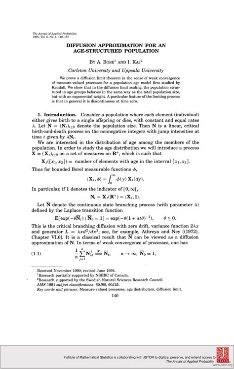 Pdf Diffusion Approximation For An Age Structured Population