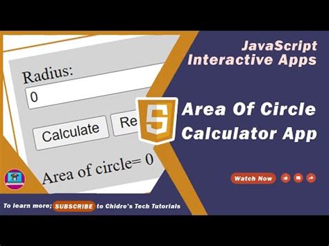 Area Of Circle Calculator Interactive Application In JavaScript YouTube