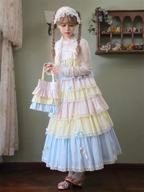 Ribbon Bowknots Pastel Rainbow Tiered Ruffle Skirt