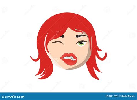 Girl Winking And Biting Her Lip Stock Illustration Illustration Of
