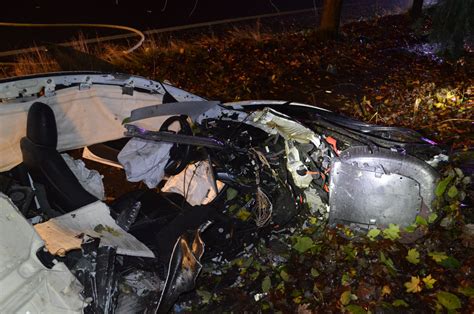 Tesla Model Wrecked In High Speed Crash Battery Cells Fly Into House And Start Fire Carscoops