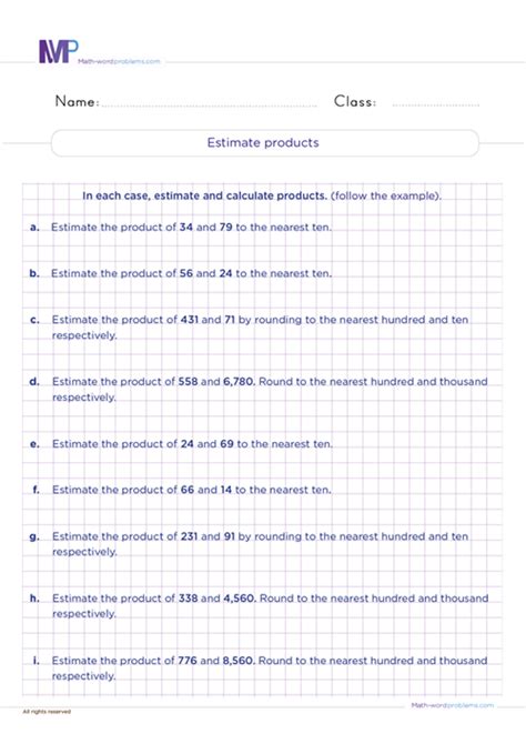 Estimating Comparing Ordering Rounding Worksheets 5th Grade