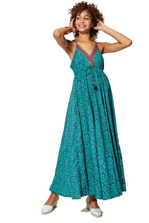 Robe longue florale femme imprimé mode gypsie bohème Umeko
