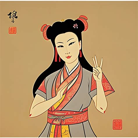 Dynasty Han Style Tomb Wall Drawing Of A Woman Who Makes A Finger Pose Of Fucking Arthub Ai