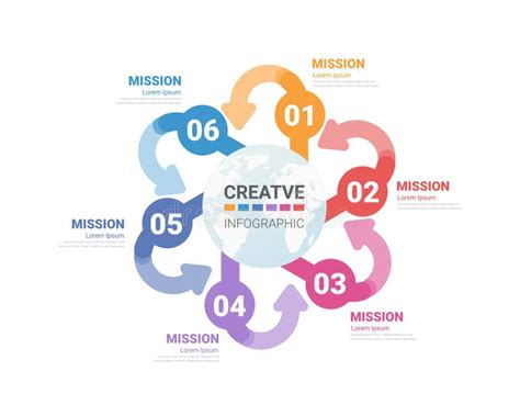 Circle Infographics Elements Design With Numbers 6 Option 6 Step Can Be Used For Workflow