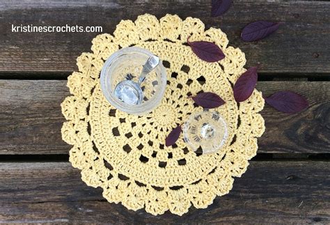 KristinesCrochets Round Placemat Doily Delicate Flower Free Crochet