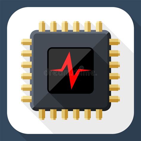 Vector CPU Or Processor Test Icon CPU Or Processor Test Simple Icon In Flat Style With Long
