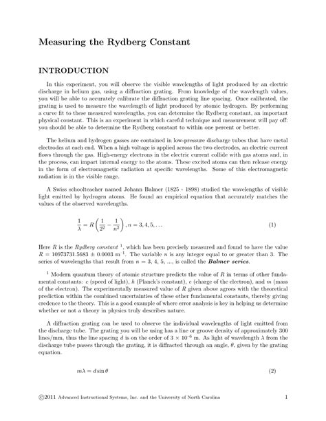 Measuring The Rydberg Constant Docslib