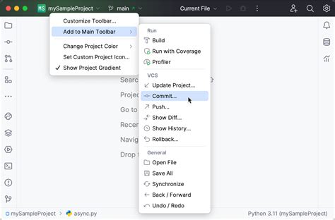 Menus And Toolbars Pycharm Documentation
