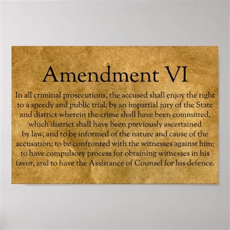 The Sixth Amendment To The Us Constitution Poster