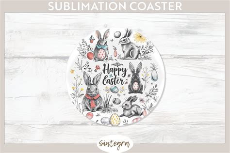 Happy Easter V14 Round Coaster Sublimation