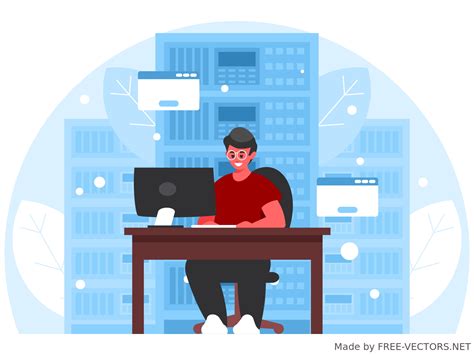 System Administrator Working At Computer Technology Free Vectorsnet