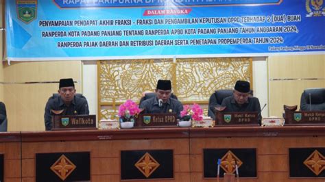 DPRD Setujui Dua Ranperda Kota Padang Panjang Menjadi Perda