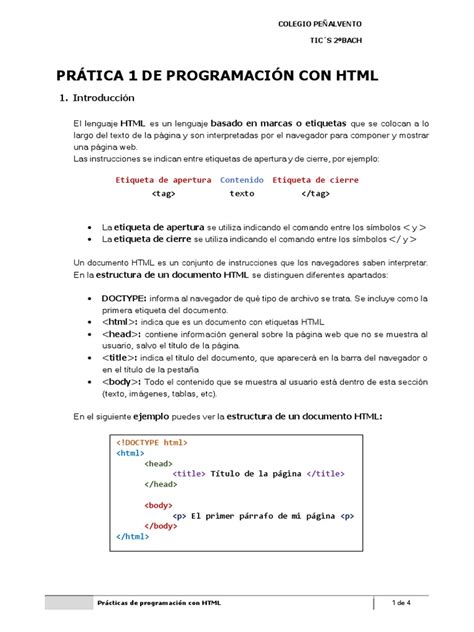 Prácticas Html 20 21 Práctica1 Pdf Html Programación De Computadoras