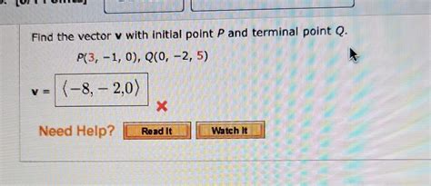 solved find the vector v with initial point p and terminal