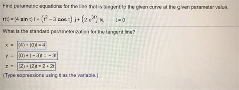 solved find parametric equations for the line that is