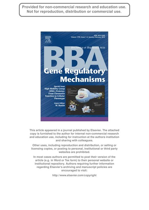 PDF HMGB Proteins Interactions With DNA And Chromatin